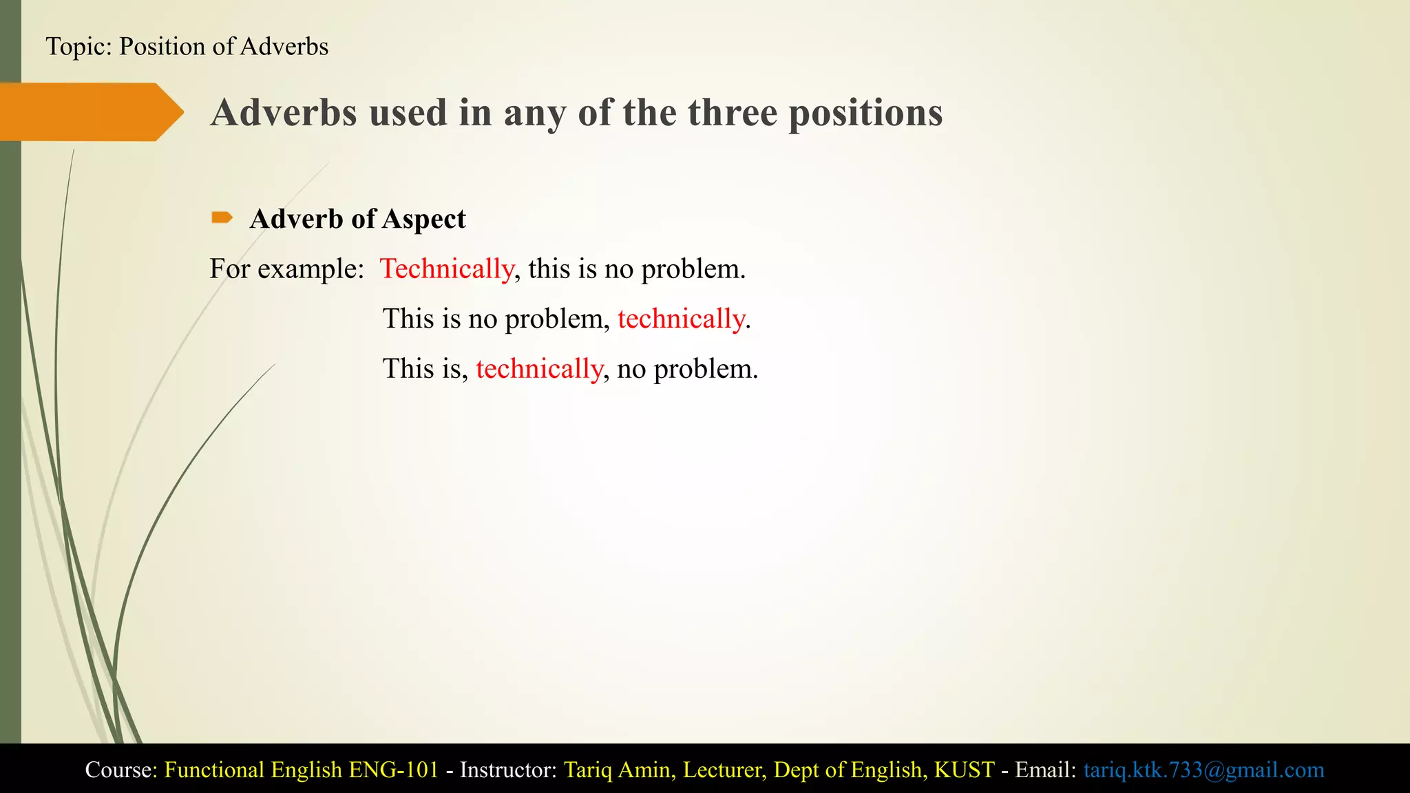 position of adverbs | PPTX