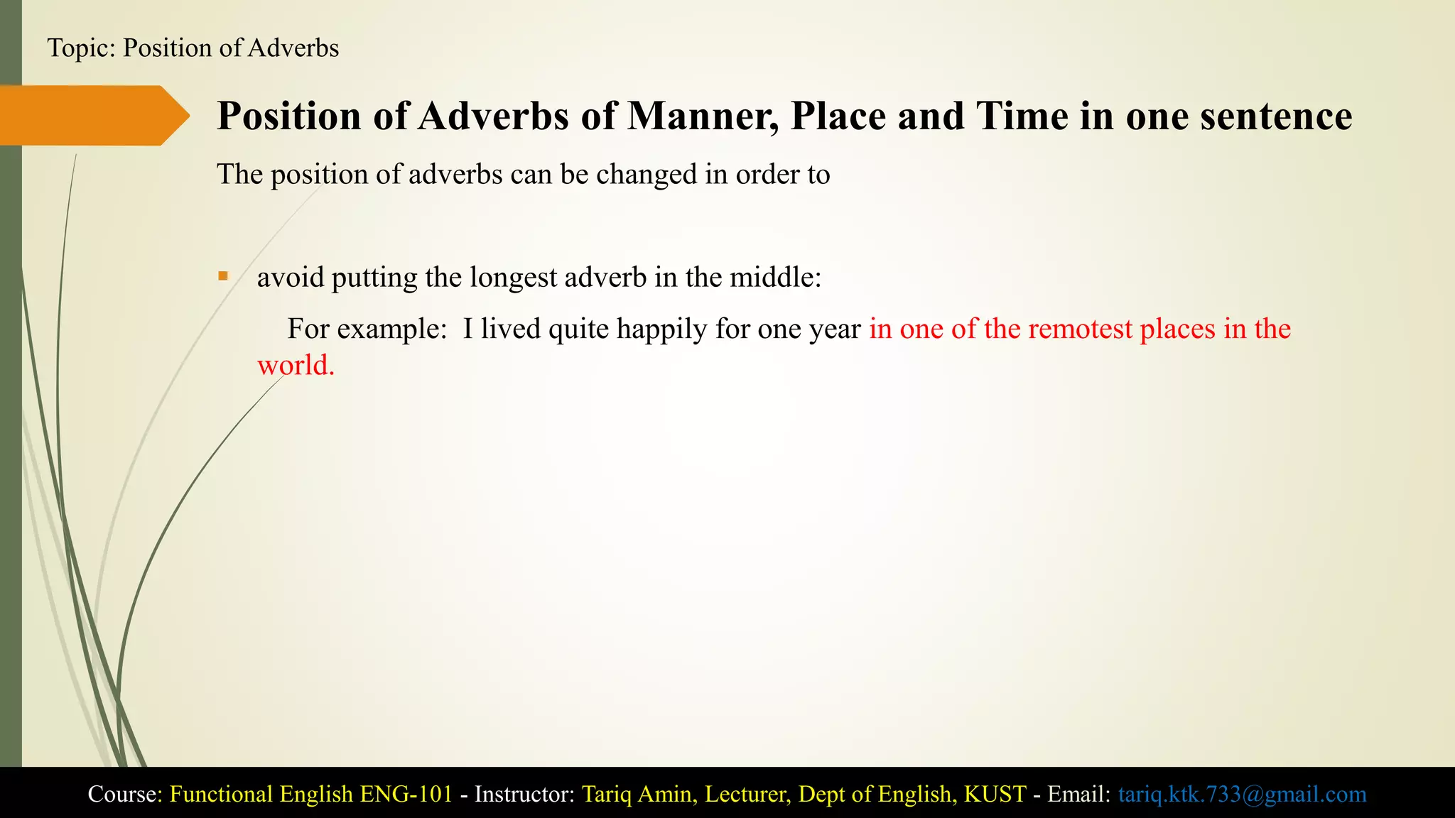 position of adverbs | PPTX