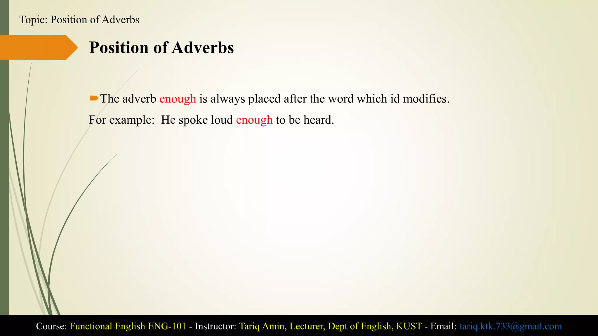position of adverbs | PPTX