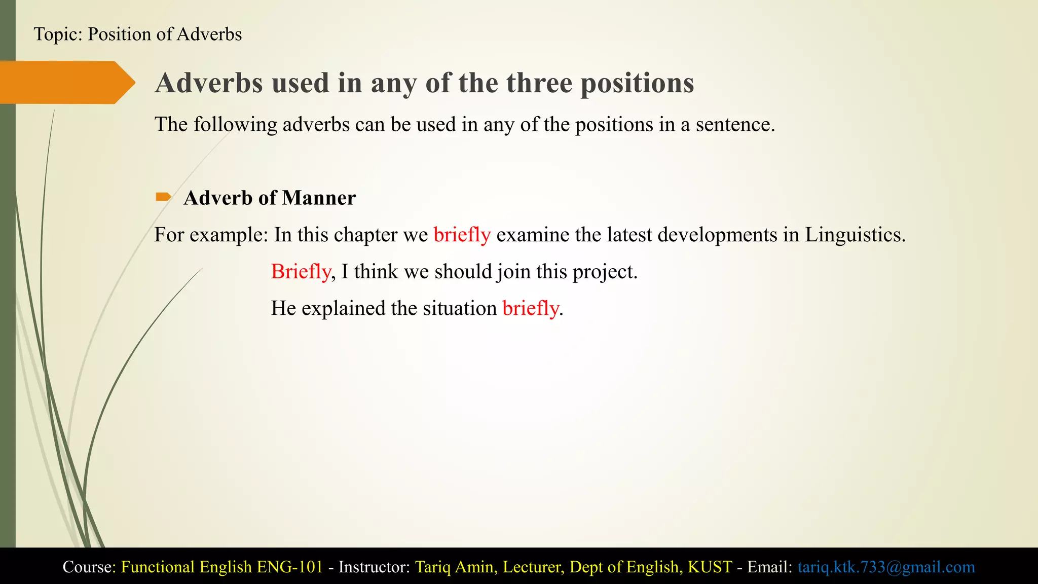 position of adverbs | PPTX