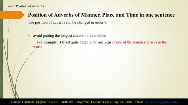 position of adverbs | PPTX
