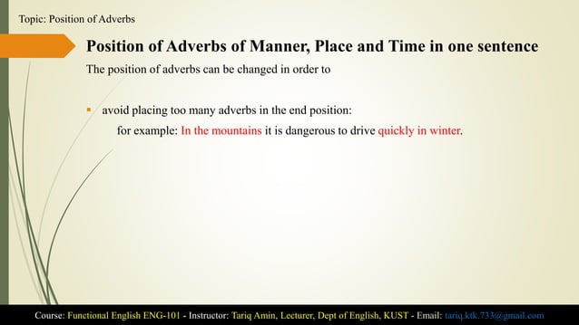 position of adverbs | PPTX