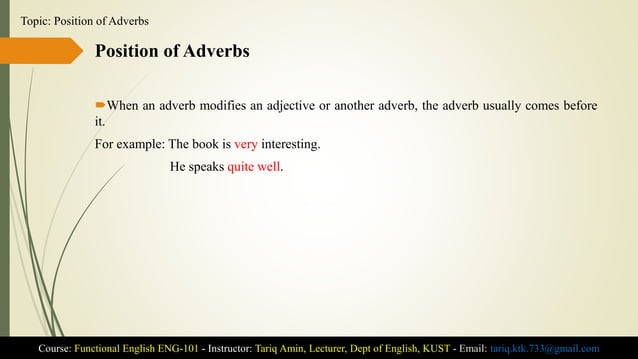 position of adverbs | PPTX