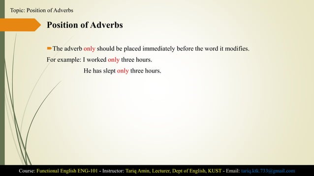 position of adverbs | PPTX
