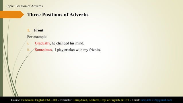 position of adverbs | PPTX