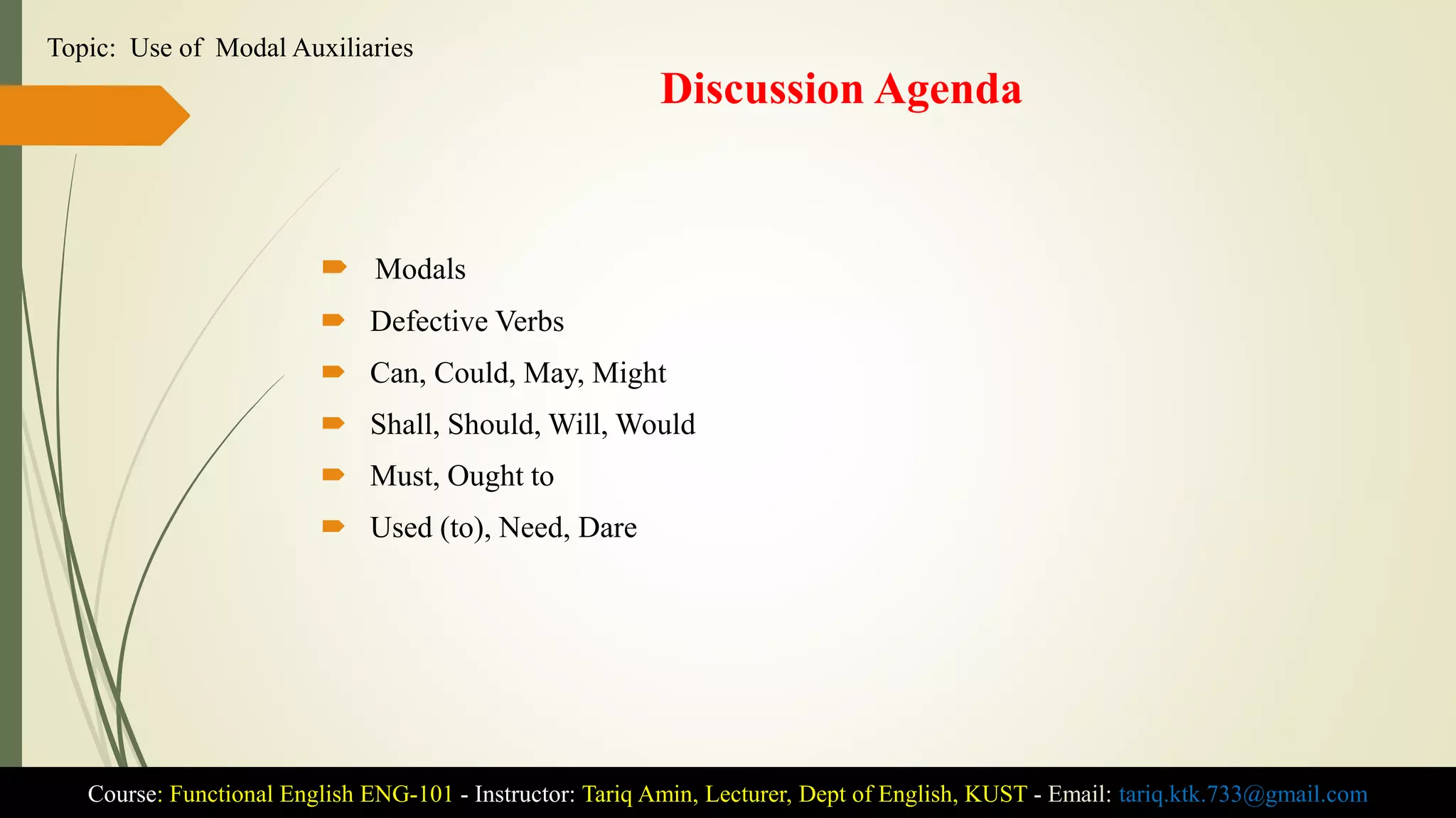 use of modal auxiliary verbs | PPTX