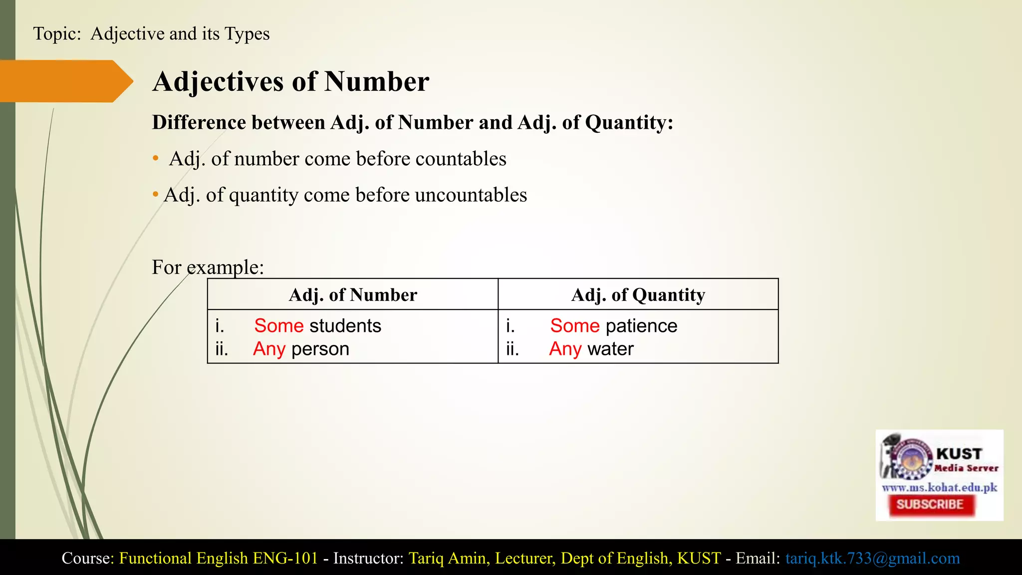 Adjective and its types | PPTX