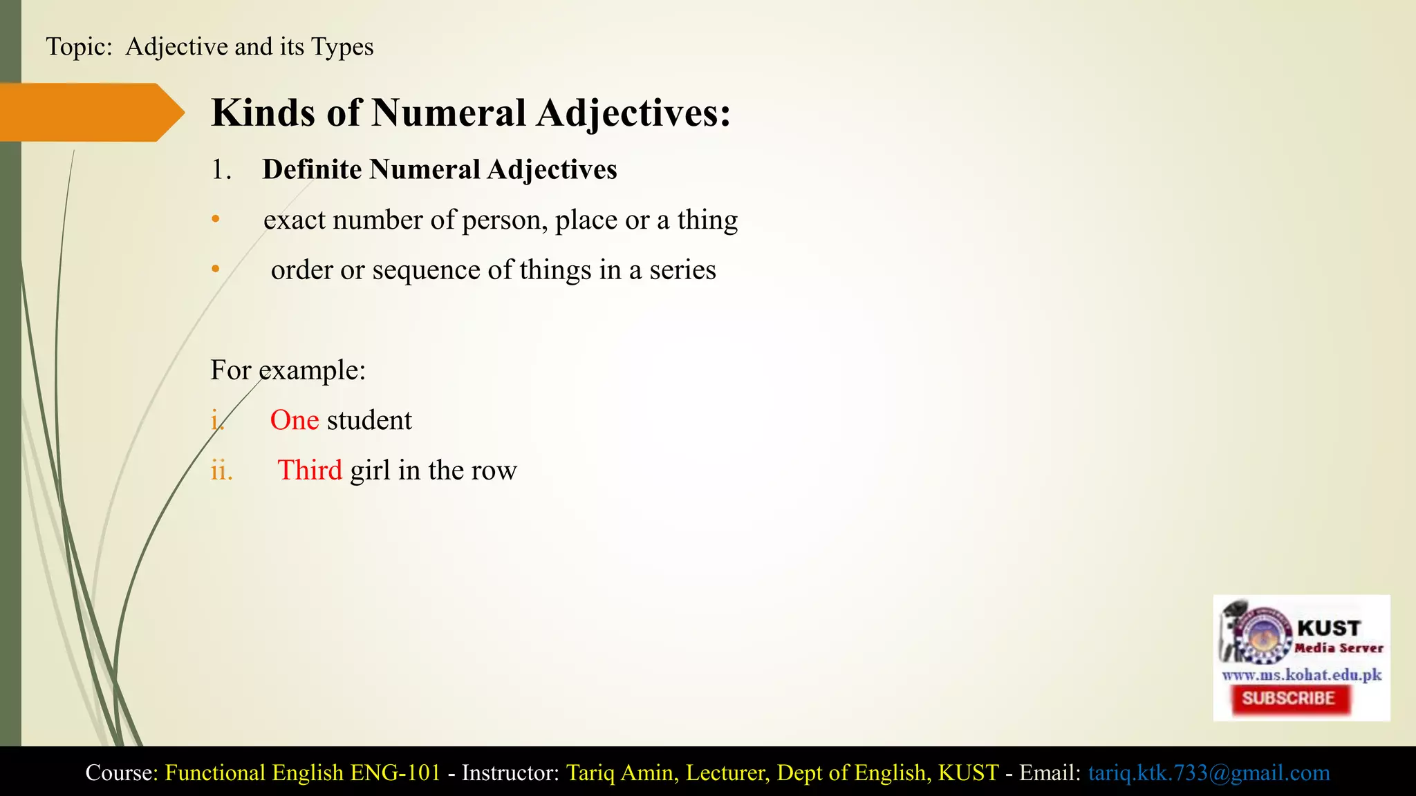 Adjective and its types | PPTX