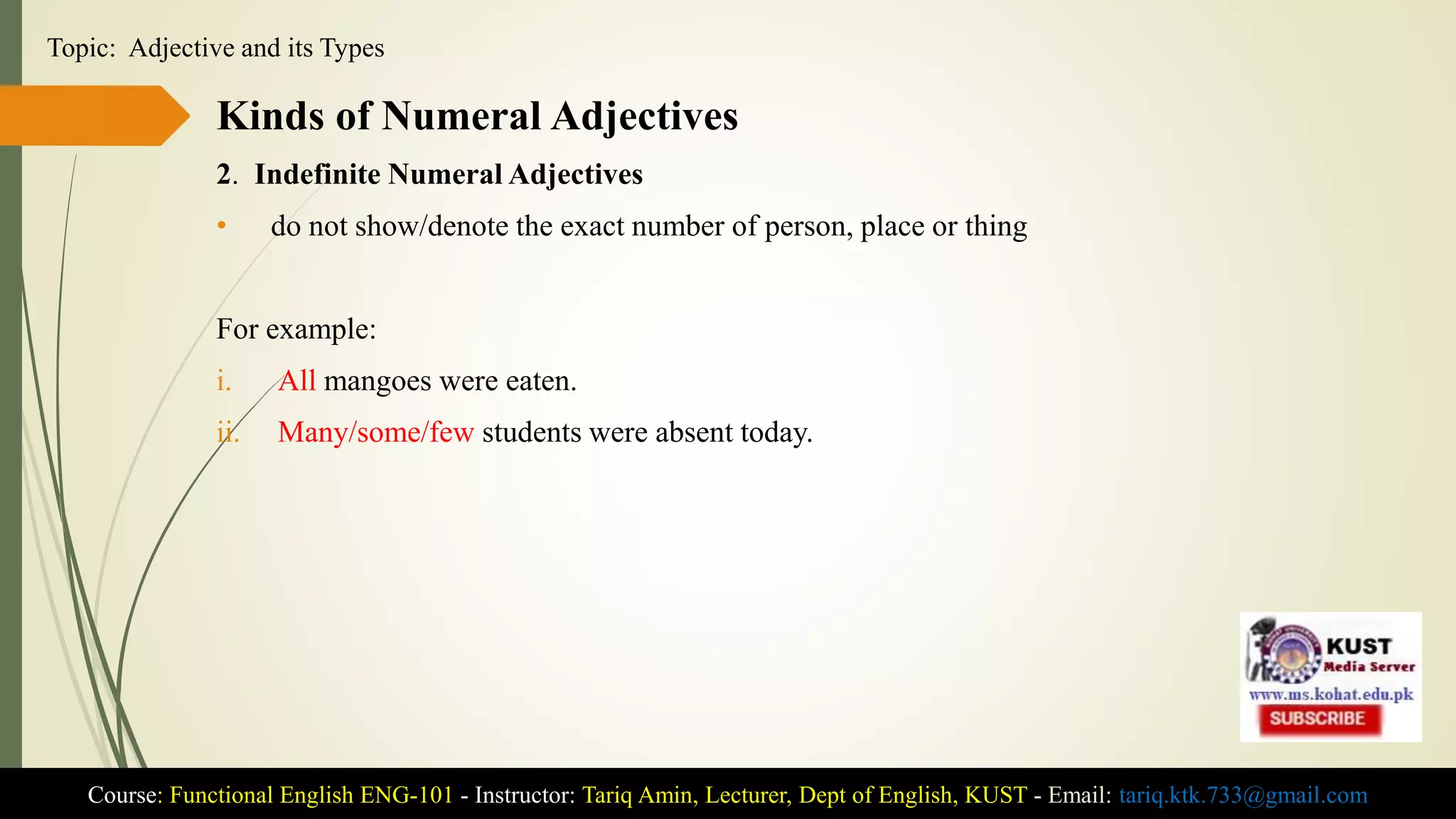 Adjective and its types | PPTX