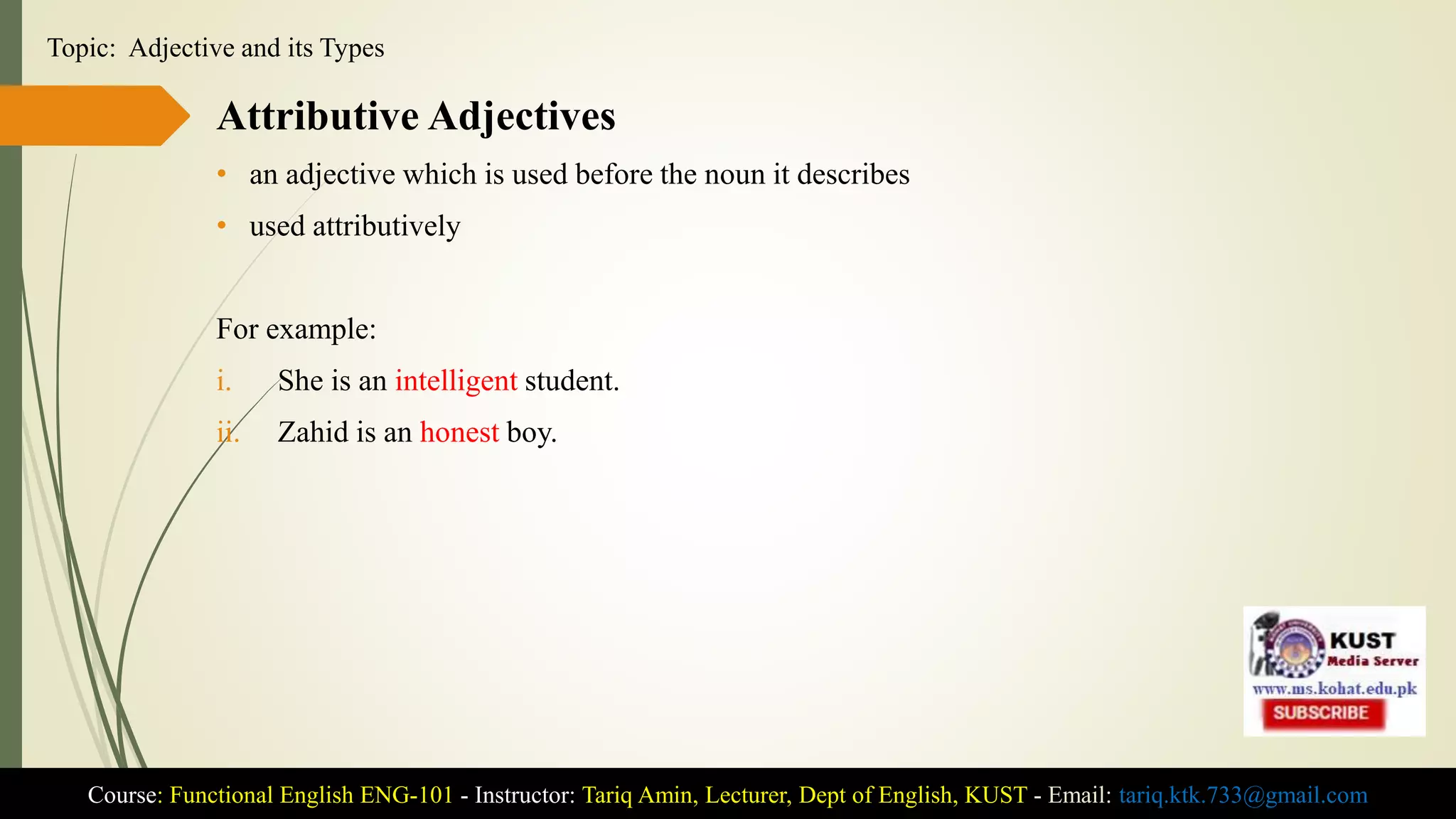 Adjective and its types | PPTX