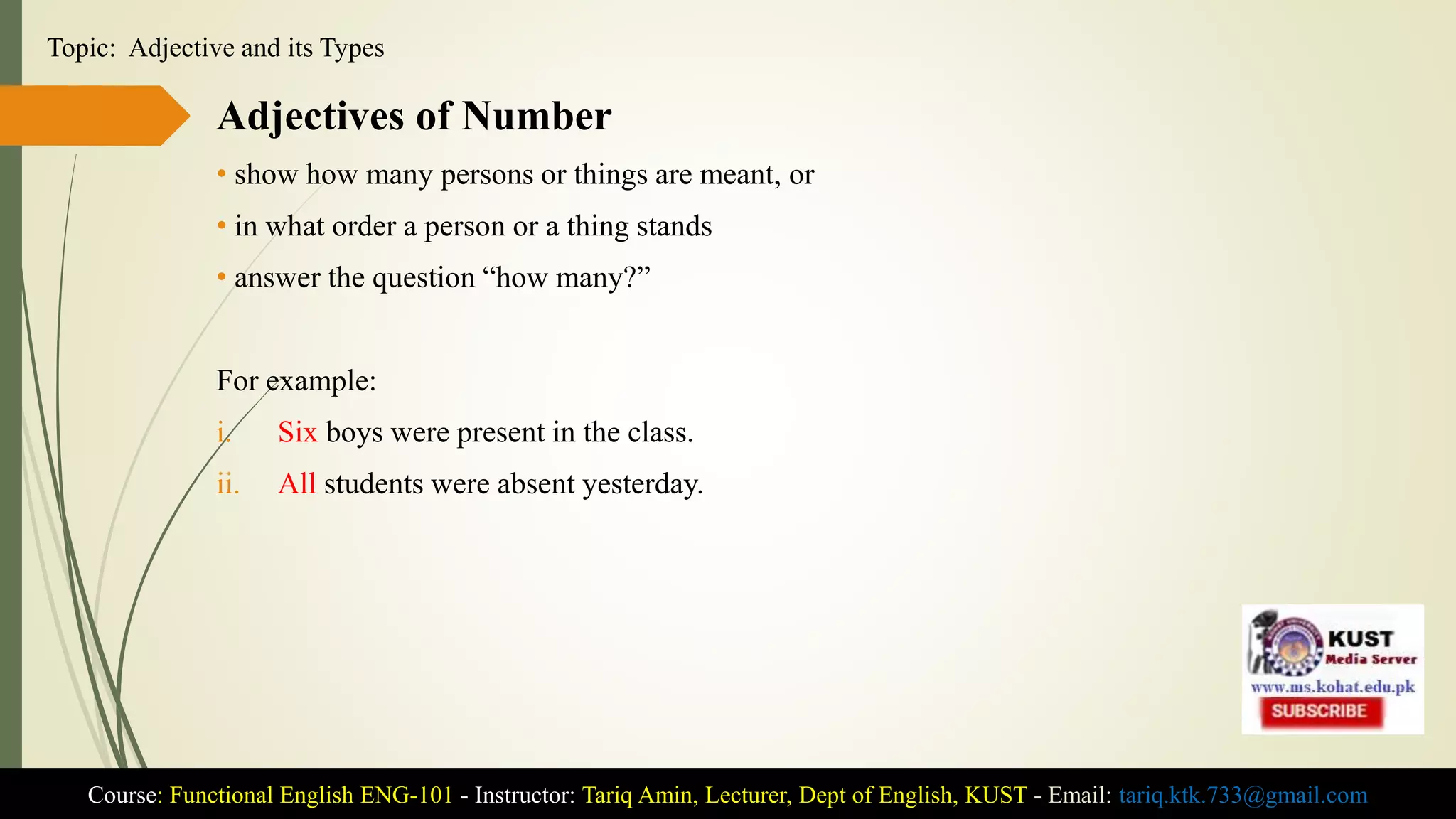 Adjective and its types | PPTX
