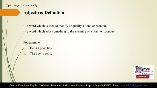 Adjective and its types | PPTX