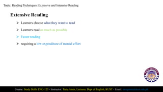 Reading Techniques, Extensive and Intensive Reading | PPTX