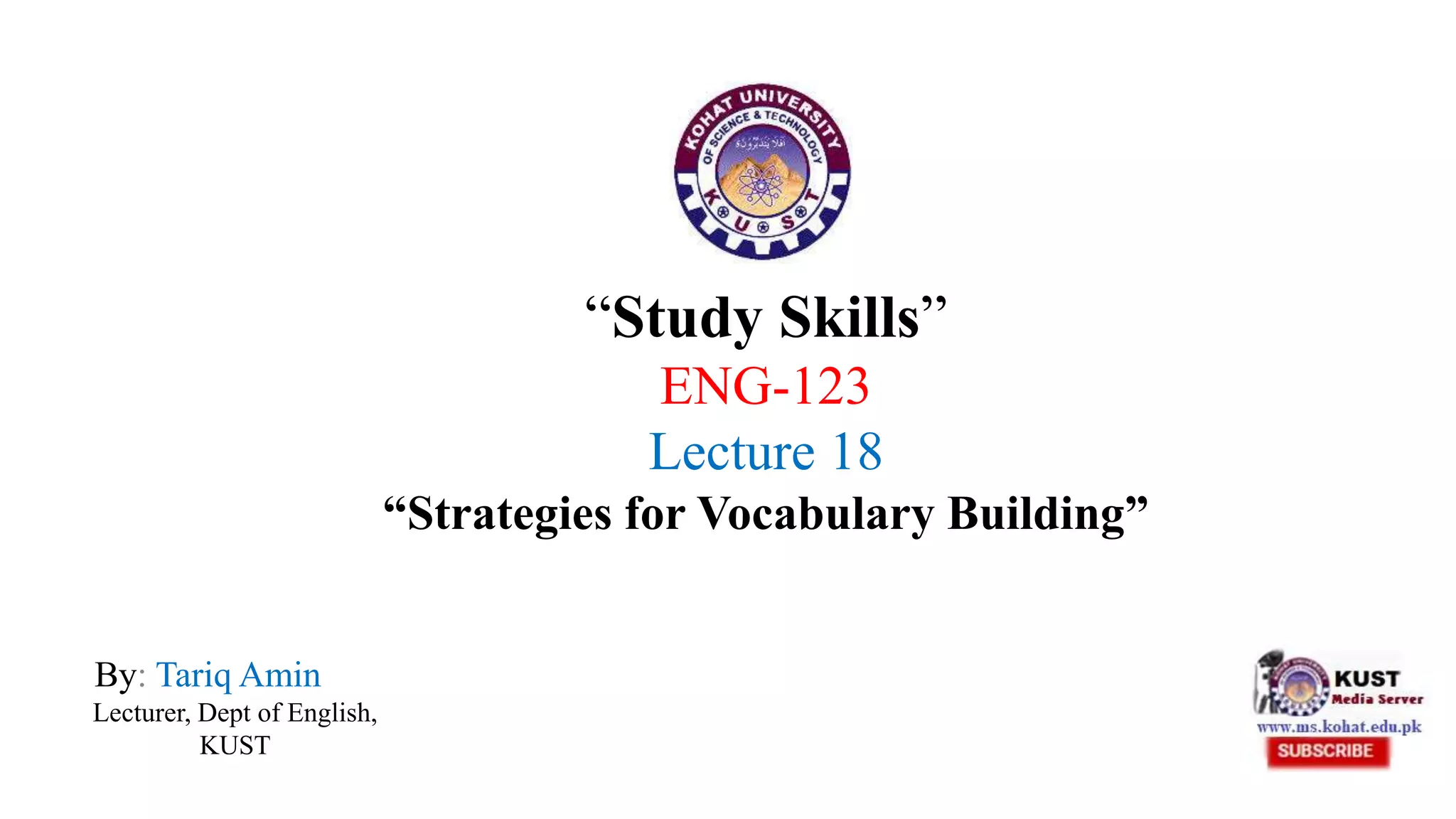 Strategies for Vocabulary Building | PPT