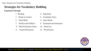 Strategies for Vocabulary Building | PPT