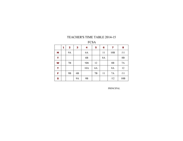 Faculty cum system administrator time table | DOCX