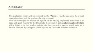 Online Faculty evaluation system project presentation | PDF