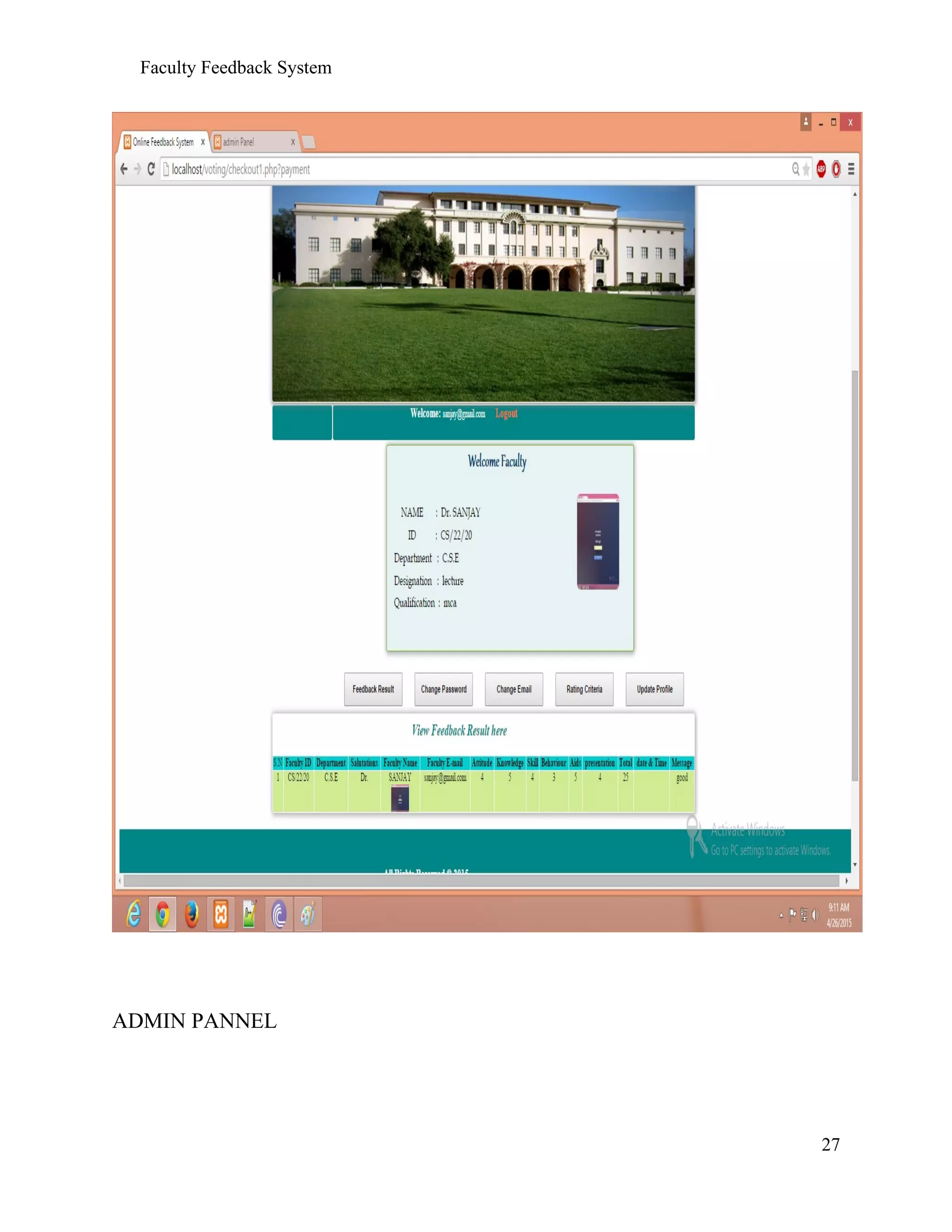 Project Report of Faculty feedback system | DOC