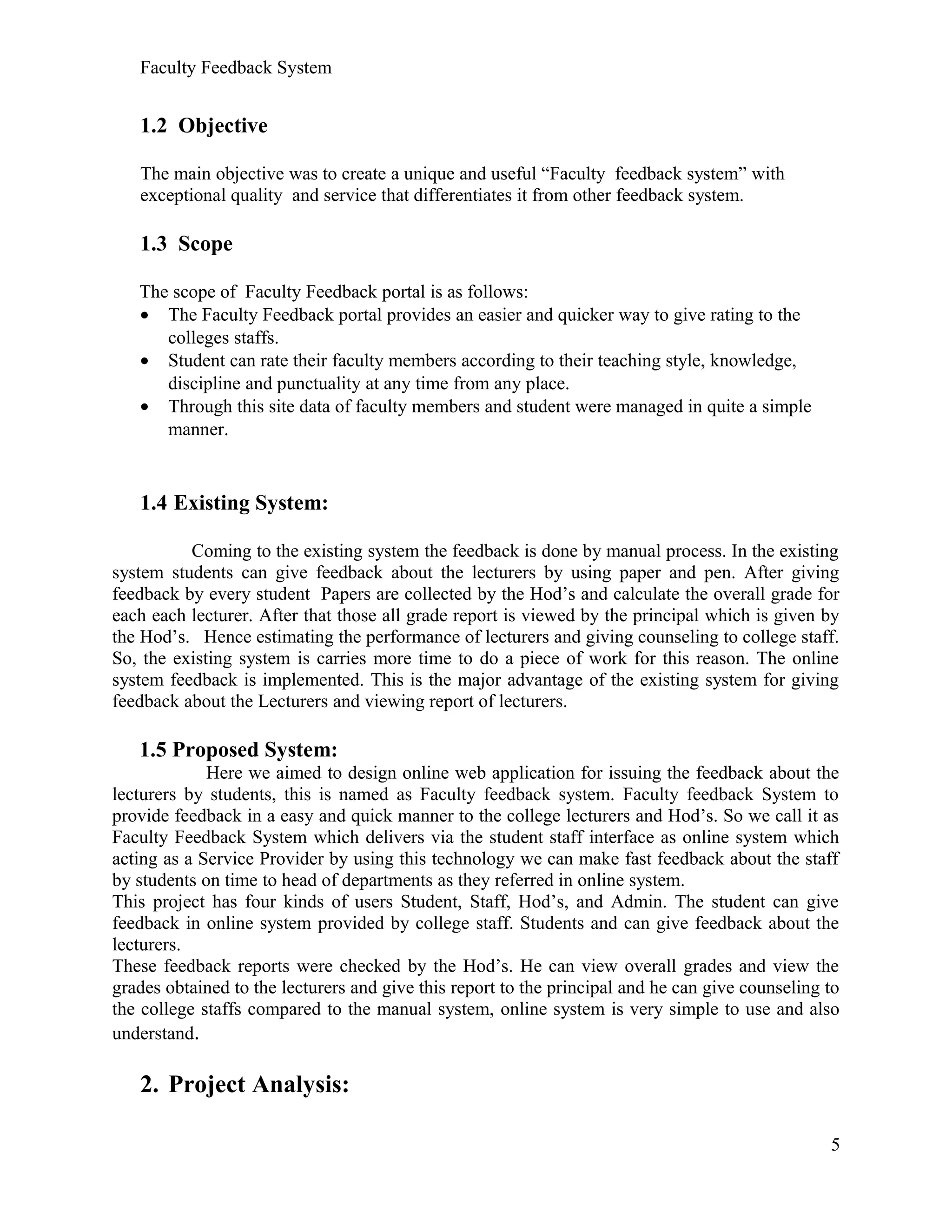 Project Report of Faculty feedback system | DOC