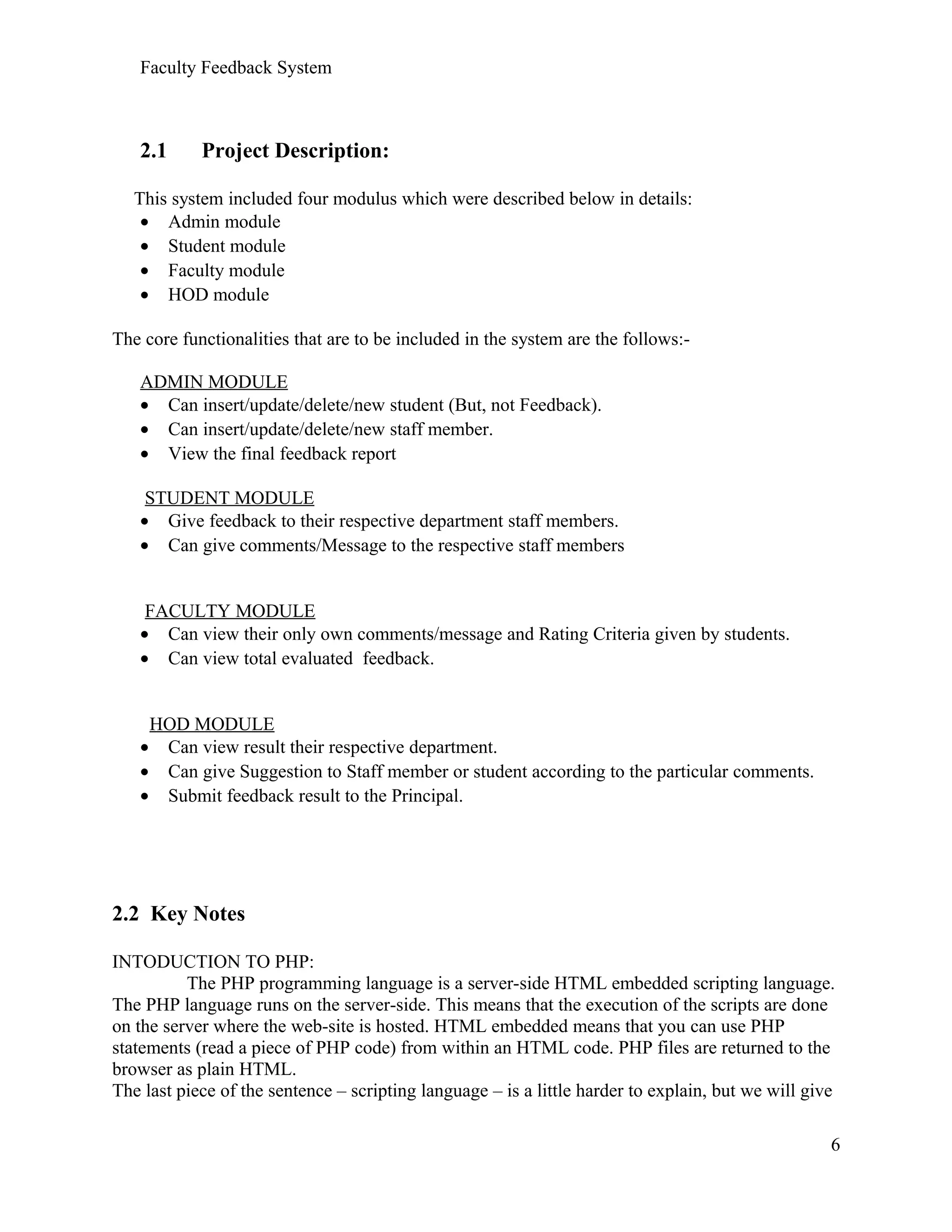 Project Report of Faculty feedback system | DOC