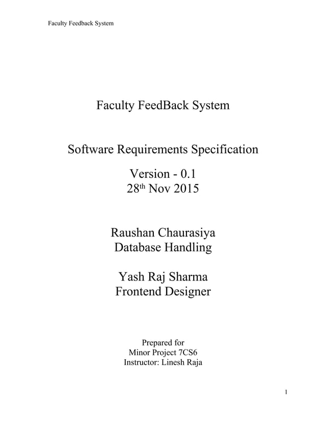 Project Report of Faculty feedback system | DOC | Web Development | Internet
