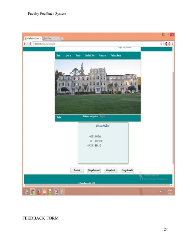 Project Report of Faculty feedback system | DOC | Web Development | Internet