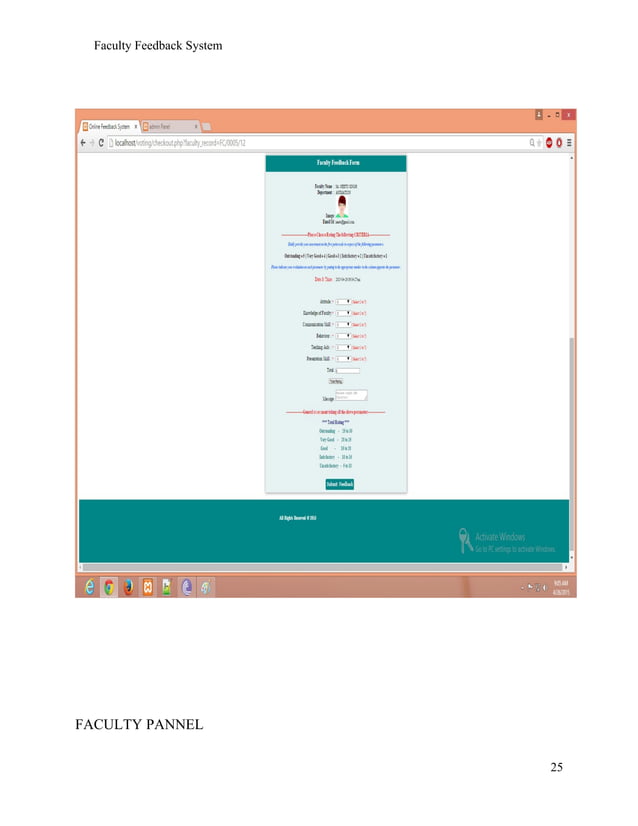 Project Report of Faculty feedback system | DOC | Web Development ...