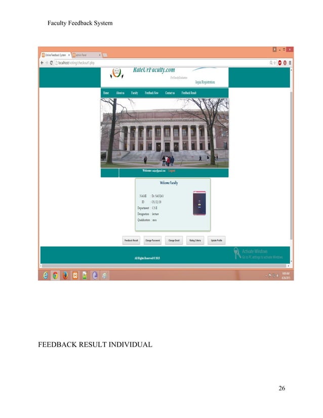 Project Report of Faculty feedback system | DOC | Web Development | Internet