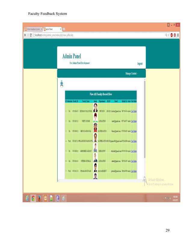 Project Report of Faculty feedback system | DOC | Web Development ...