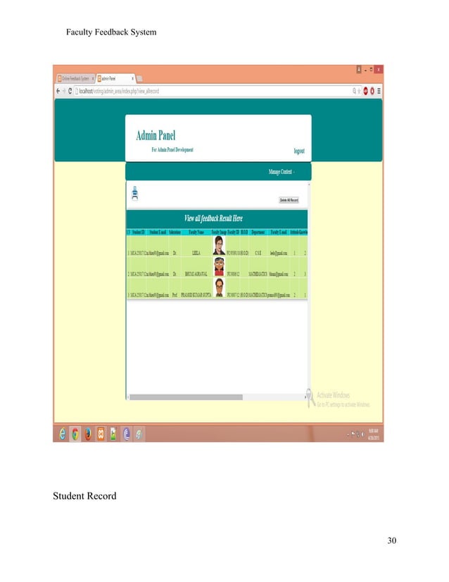 Project Report of Faculty feedback system | DOC | Web Development | Internet