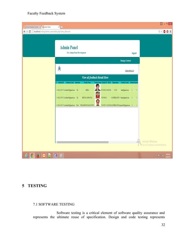Project Report of Faculty feedback system | DOC | Web Development ...