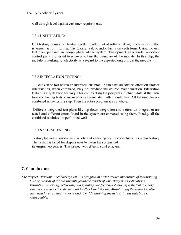 Project Report of Faculty feedback system | PDF