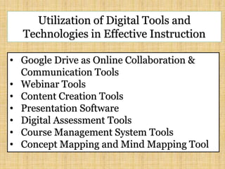 Utilization of Digital Tools and Techniques in Effective Teaching ...