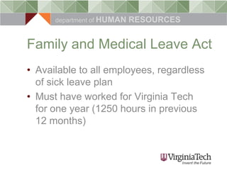 Virginia Tech - New Employee Orientation - Faculty Leave | PPT
