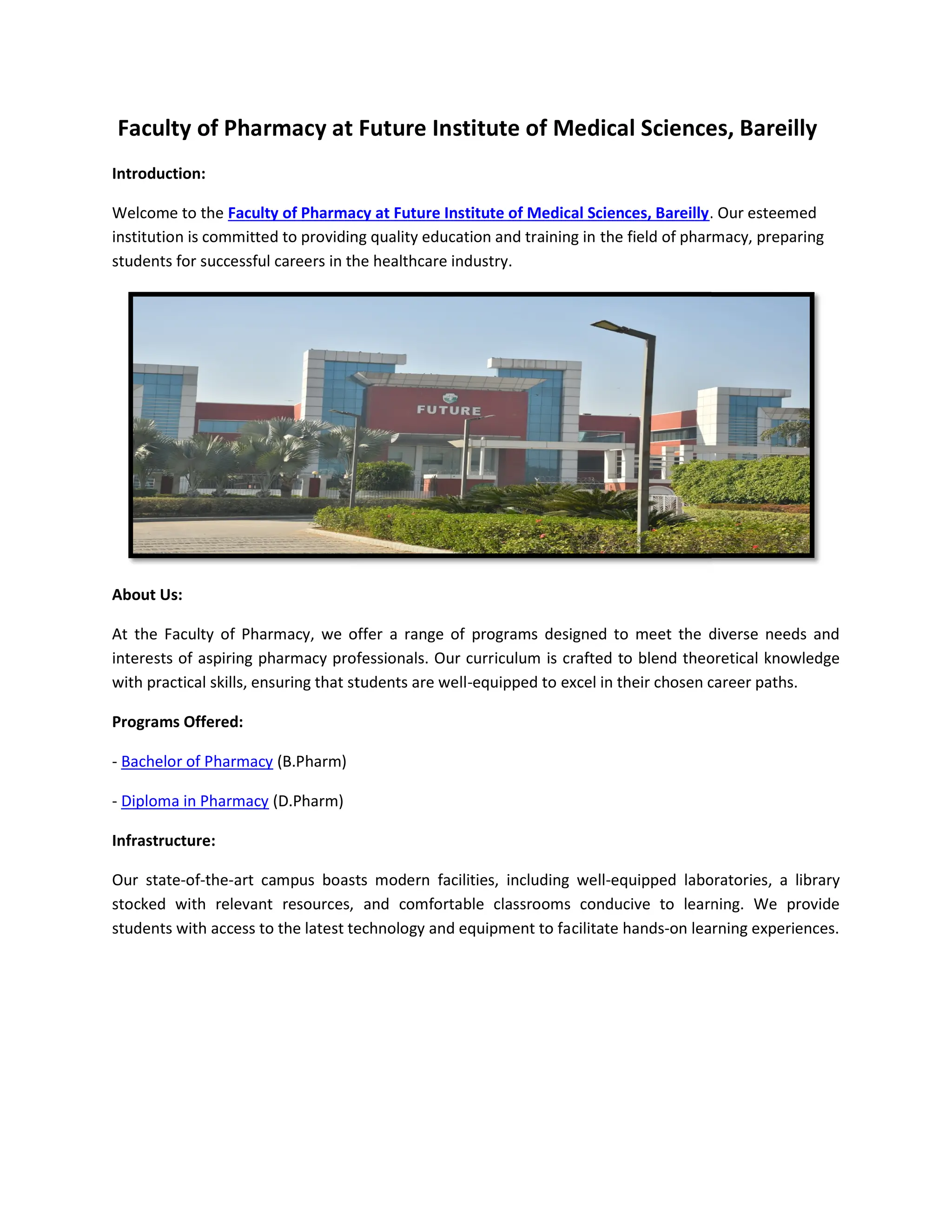 Faculty of Pharmacy at Future Institute of Medical Sciences, Bareilly.pdf