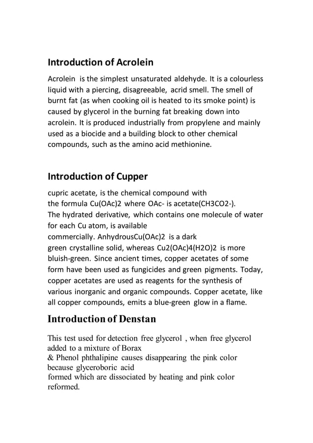 Biochemistry Acrolin Test Soran University | DOCX