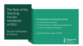 The NSU Teaching Faculty Handbook - Faculty Evaluation & Tenure | PPTX | Undergraduate Education ...