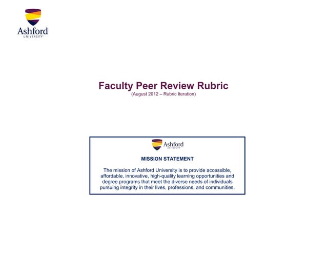 Faculty peer review_rubric | PPT