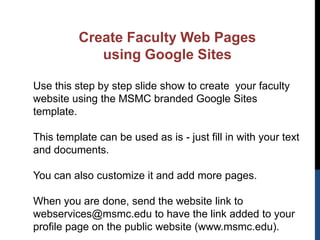 Faculty websites directions slides | PPTX