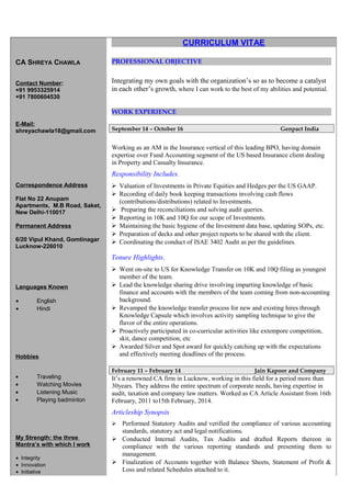 Shreya Chawla CV | PDF