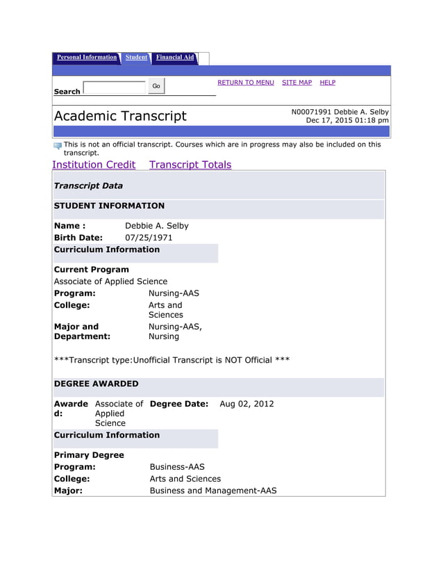 Debbie Selby Transcript | PDF