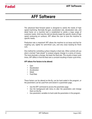 Fadal AFF Software - Advanced Feed Forward Manual | PDF