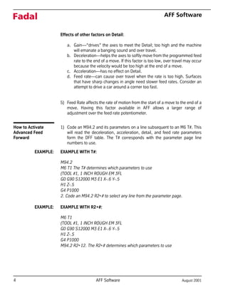 Fadal AFF Software - Advanced Feed Forward Manual | PDF