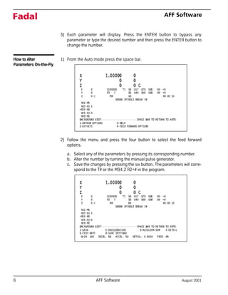 Fadal AFF Software - Advanced Feed Forward Manual | PDF