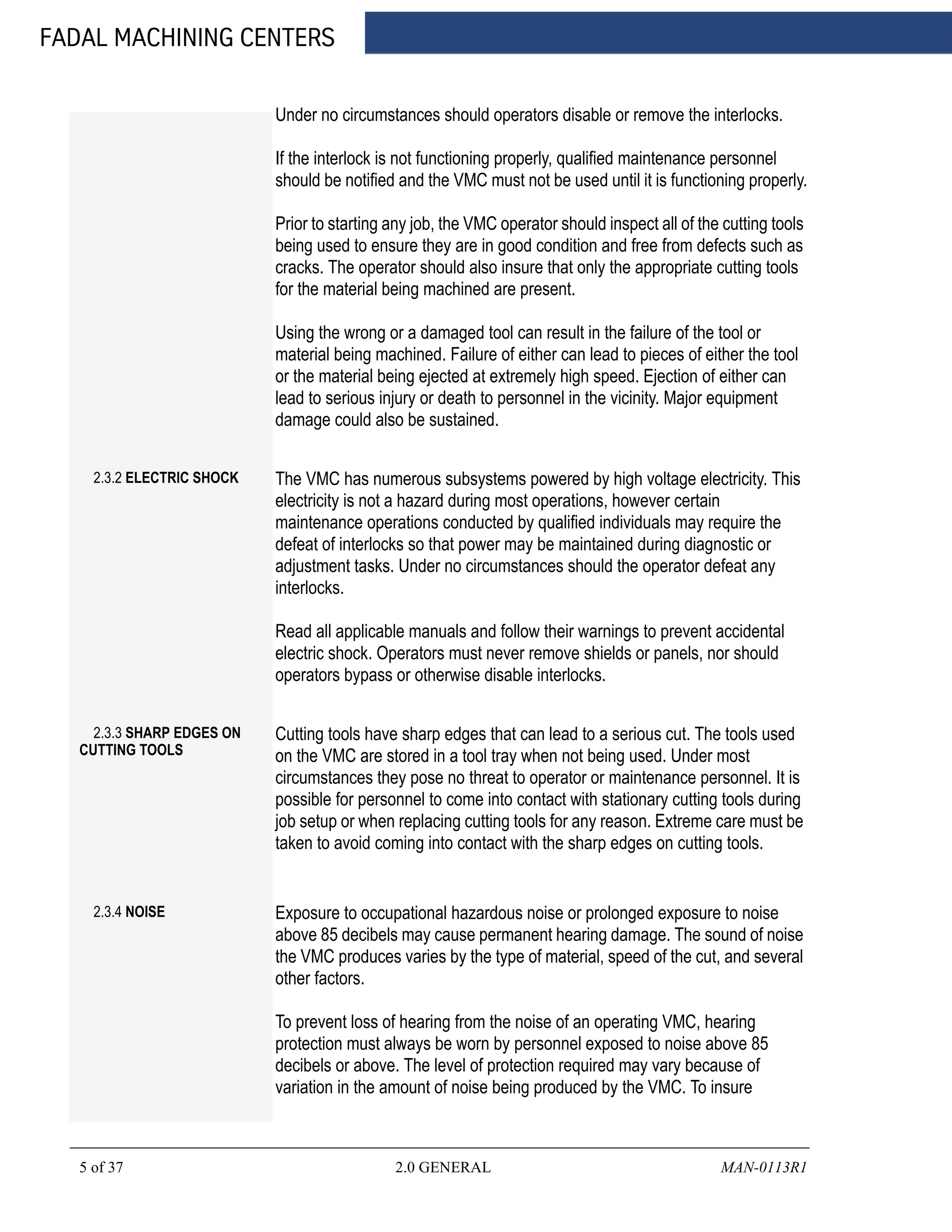 Fadal CNC Safety Section Manual | PDF