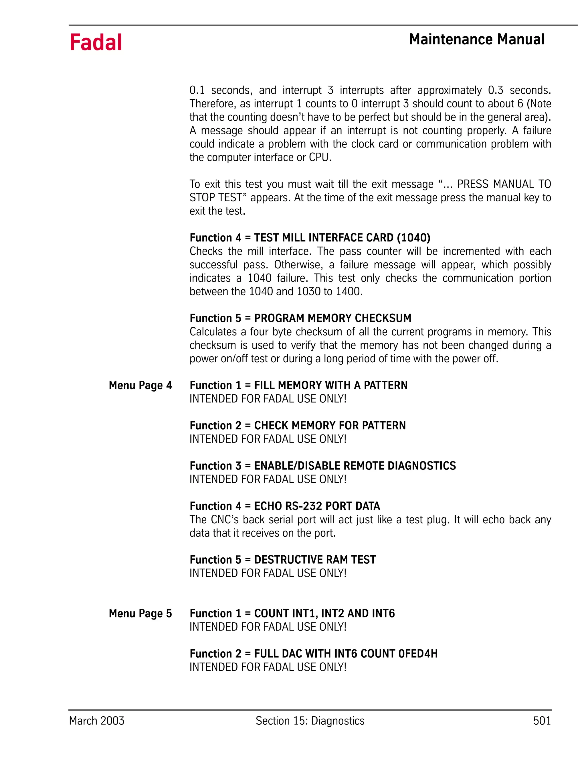 Fadal Diagnostics Maintenance Manual | PDF