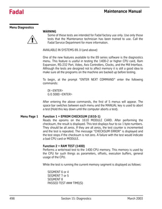 Fadal Diagnostics Maintenance Manual | PDF