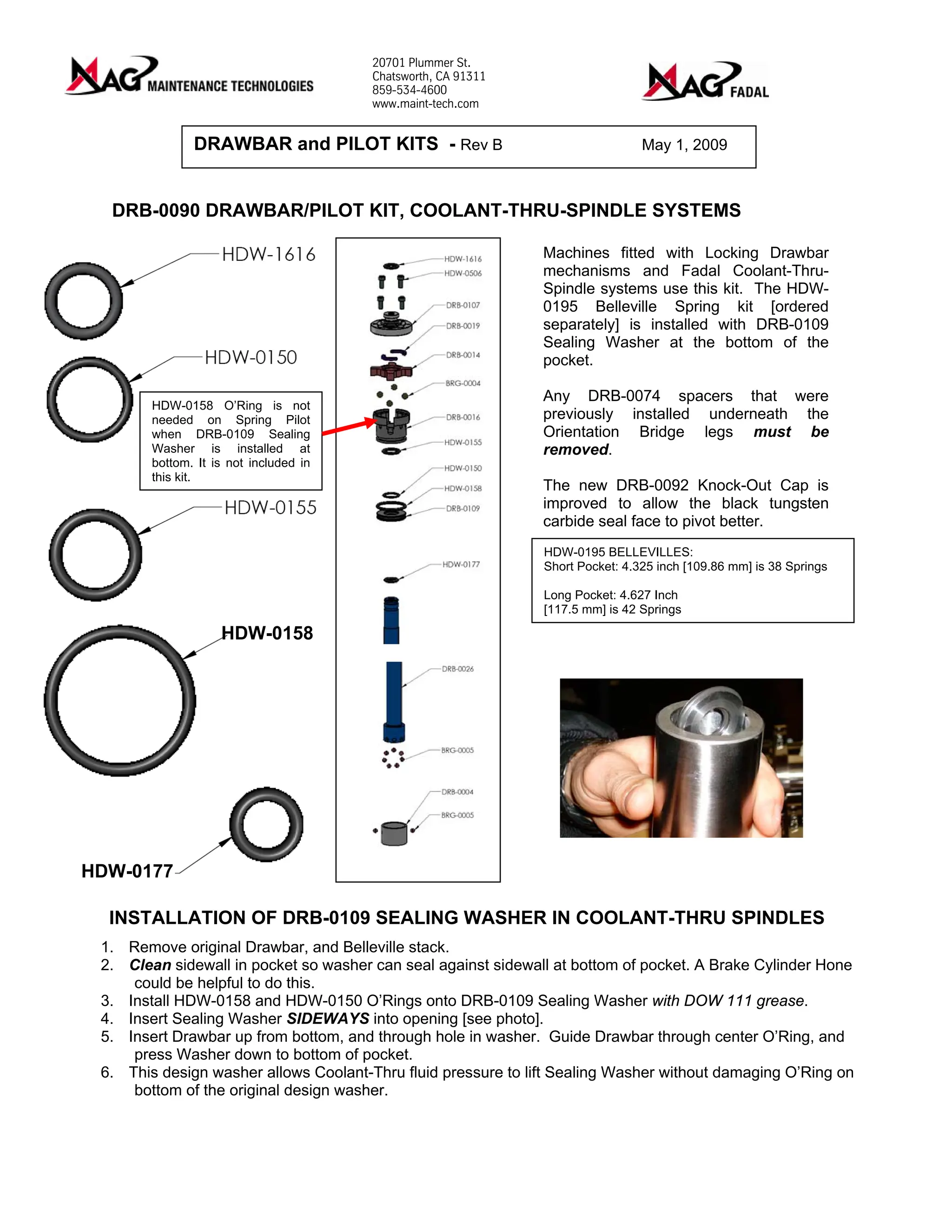 Fadal Drawbar And Pilot Kits Instruction Manual | PDF