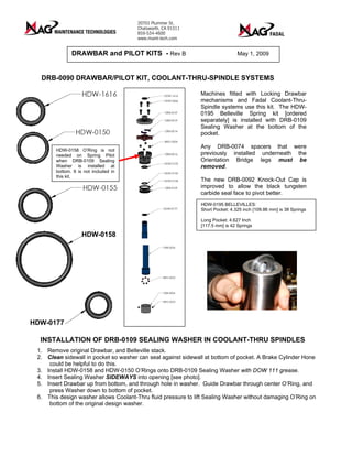 Fadal Drawbar And Pilot Kits Instruction Manual | PDF