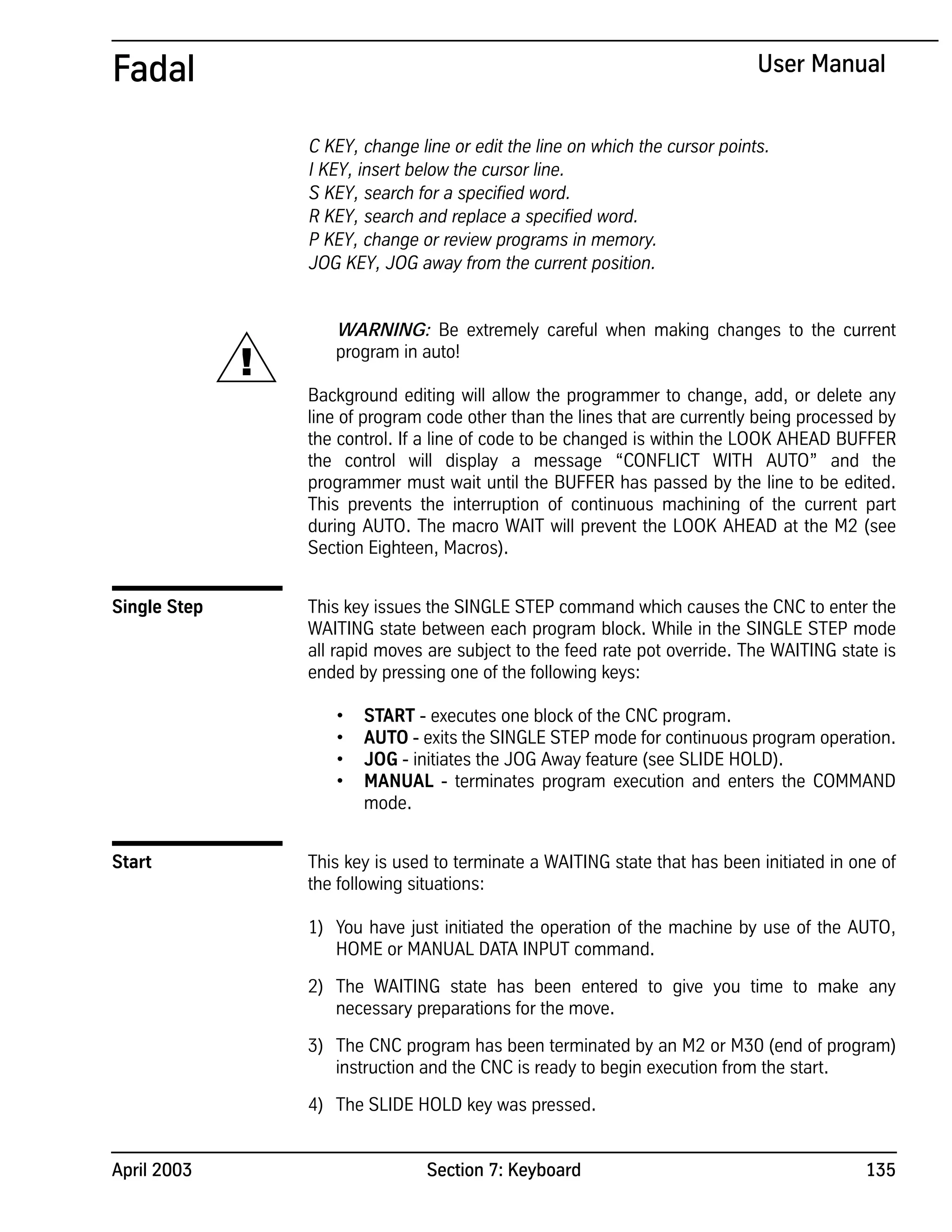 Fadal Keyboard User Manual | PDF